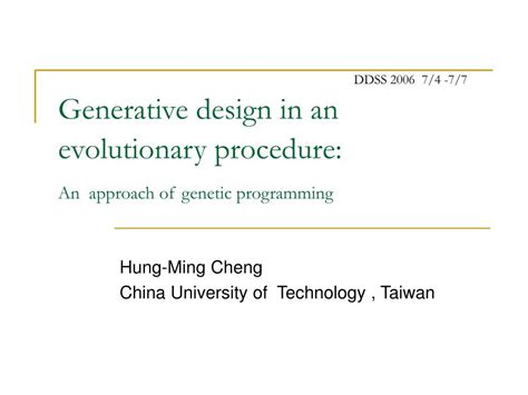Ppt Generative Design In An Evolutionary Procedure An Approach Of