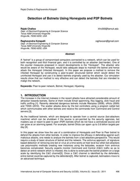 Detection Of Botnets Using Honeypots And P2p Botnets Pdf