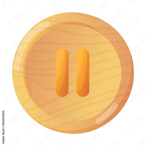 Wooden Pause Button For Users Game Interface Cartoon Illustration Element Of Panel Settings For