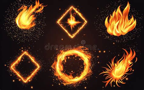 A Collection Of Fiery Illustrations Showcasing Unique Flame Designs In