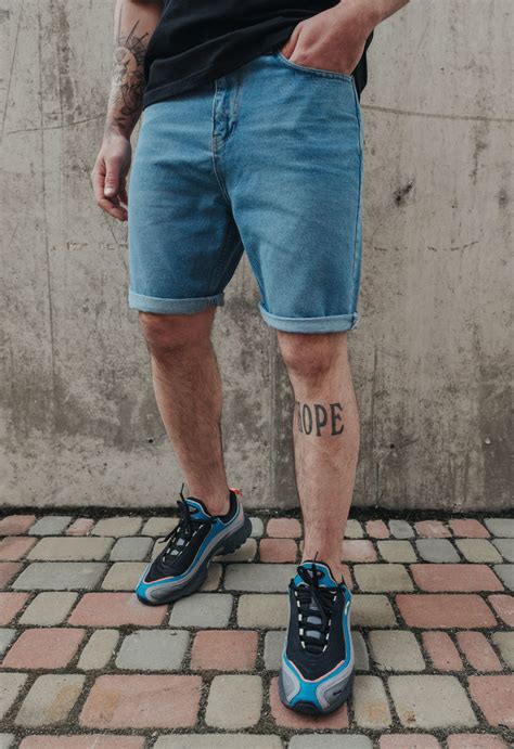 Шорти чоловічі Staff Light Blue Slim Fit світло сині вузькі джинсові молодіжні ціна