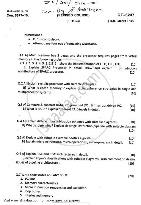 Computer Organisation And Architecture BE Computer Engineering Semester SE Second