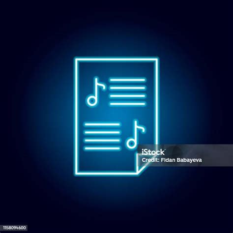 네온 스타일의 악보 점수 종이 개요 아이콘 교육 일러스트 라인 아이콘의 요소입니다 기호는 웹 로고 모바일 앱 Ui Ux에 사용할 수 있습니다 Classical Concert