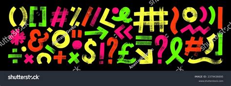 Neon Colored Punctuation Signs Drawn Bold Stock Vector Royalty Free 2379436695 Shutterstock