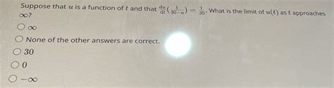 Suppose That U Is A Function Of T And That Chegg Com