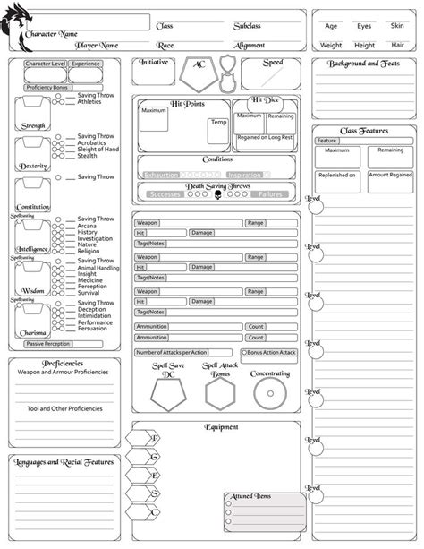 Dnd Character Sheet Double Sided