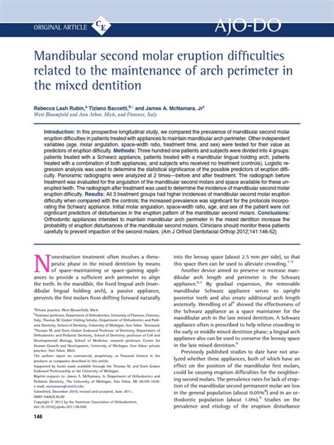 Mandibular Second Molar Eruption Difficulties Related To The
