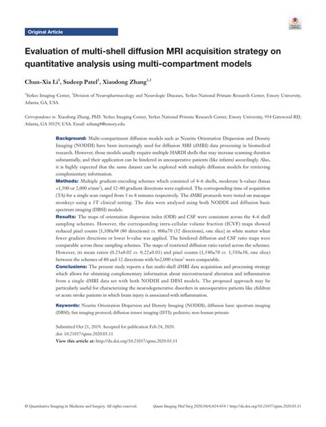 Pdf Evaluation Of Multi Shell Diffusion Mri Acquisition Strategy On Quantitative Analysis