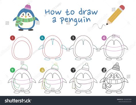 How Draw Penguin Cartoon Step By Stock Vector Royalty Free 1552007009