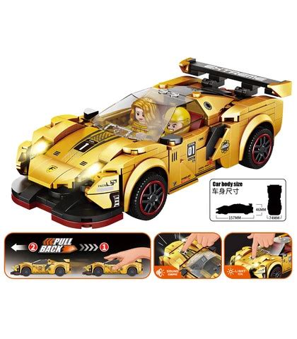 Buy Pull Back Racing Car With Light And Sound Technique Micro Bricks