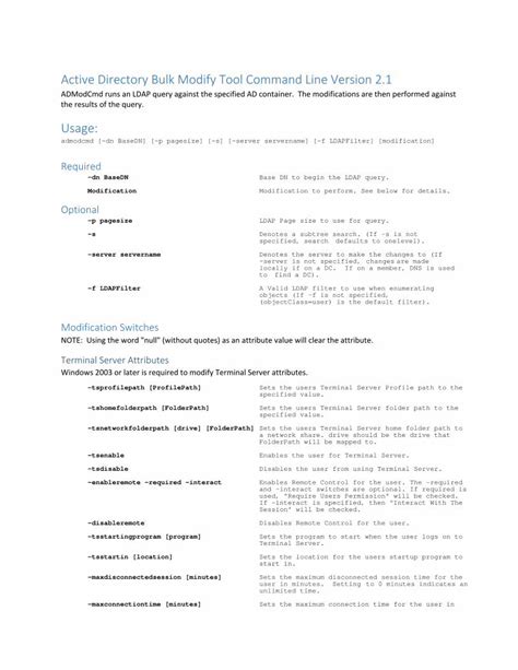 Pdf Active Directory Bulk Modify Tool Command Line Directory Bulk