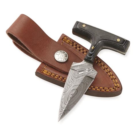 Szco Black Micarta Push Dagger Damascus Fixed Blade Knife Sportsmans