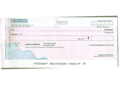 Hdfc Cheque Eewa Engineering