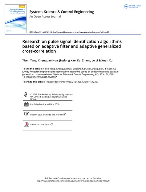 Pdf Research On Pulse Signal Identification Algorithms Based On