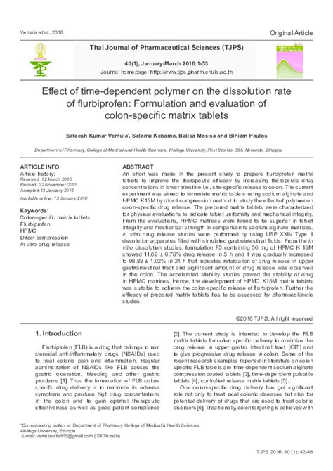 Pdf Effect Of Time Dependent Polymer On The Dissolution Rate Of