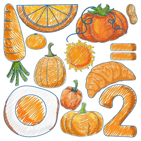 Premium Vector Orange Objects In Pencil Colour Sketch Simple Style