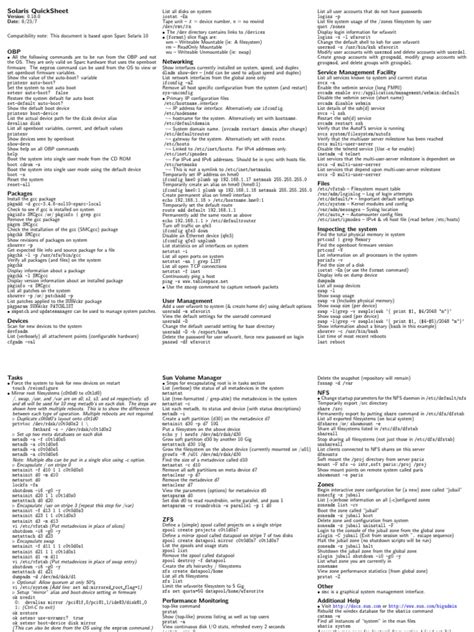 solaris quicksheet pdf booting system software