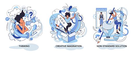 창의적 사고 사람들은 다른 정신적 사고 방식 유형 또는 모델 창조적 상상력이 풍부한 비표준 솔루션 사고 교육에 대한 스톡 벡터 아트 및 기타 이미지 Istock