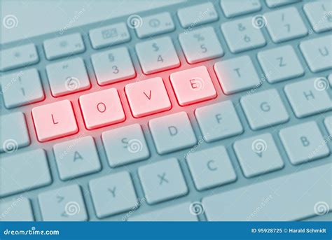 Computer Keyboard Spelling Love In Blue And Red Stock Image Image Of Couple Blue 95928725