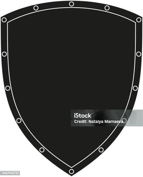 Single Black Heater Shield Flat Vector Illustration Stock Illustration