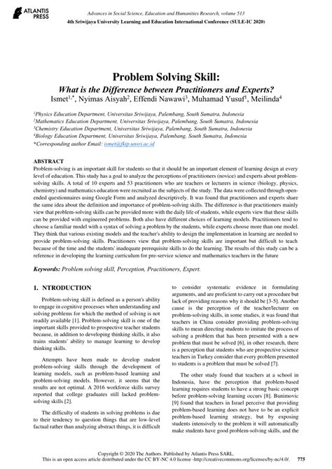 PDF Problem Solving Skill What Is The Difference Between Practitioners And Experts