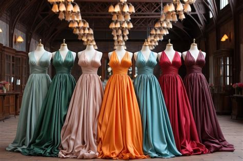 Premium Ai Image Row Of Beautiful Luxury Colorful Dresses On Hangers
