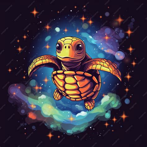 Premium Photo Illustration Of A Turtle In The Sky With Stars Generative Ai