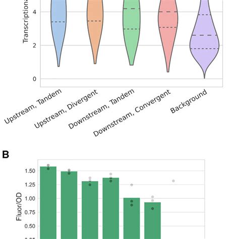 genetic context affects gene expression from strong and weak promoters