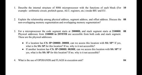 solved 1 describe the internal structure of the 8086 microprocessor