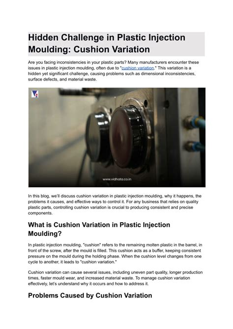 Ppt Hidden Challenge In Plastic Injection Moulding Cushion Variation