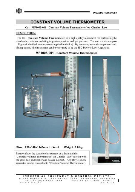 Constant Volume Thermometer