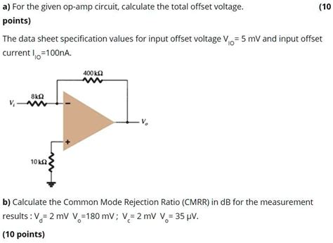 SOLVED For The Given Op Circuit Calculate The Total Offset Voltage The Data Sheet