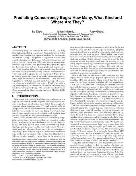 Pdf Predicting Concurrency Bugs How Many What Kind And Where Are They