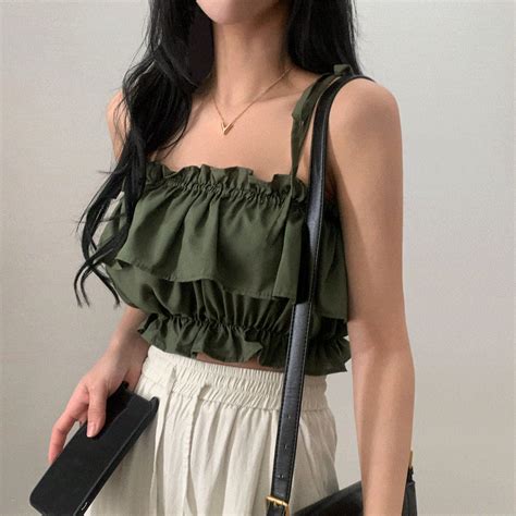 [가격실화 길이조절ok] 휴양지 크롭 프릴나시 뷔스티에 4color