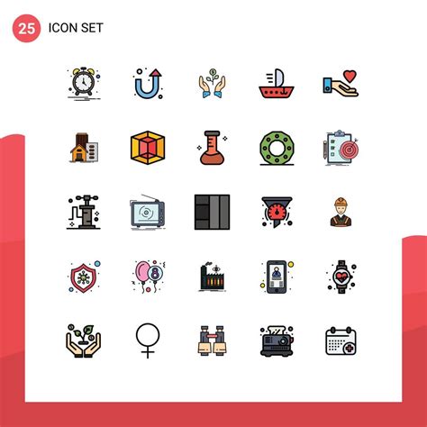 pack of 25 modern filled line flat colors signs and symbols for web print media such as hand