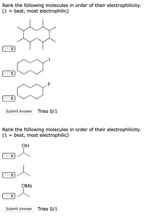 Solved Rank the following molecules in order of their | Chegg.com
