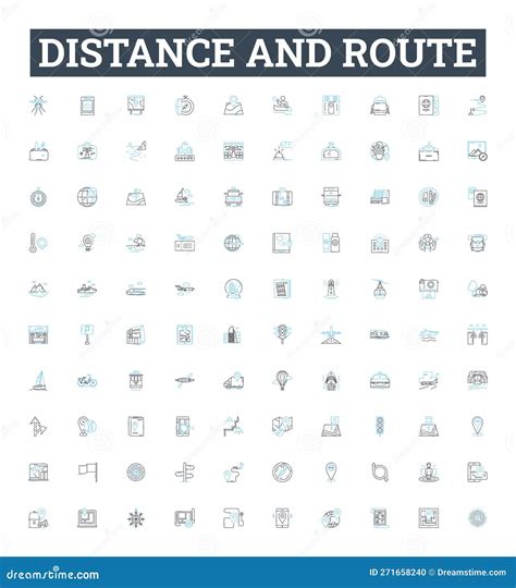 Distance And Route Vector Line Icons Set Distance Route Tracking Map Measurement Path