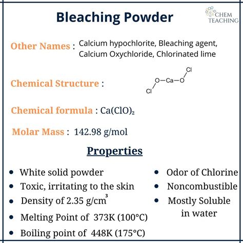 Chemical Formula Of Bleaching Powder