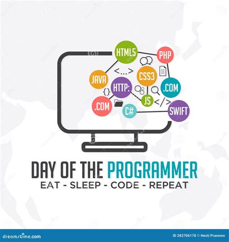 Day Of The Programmer Banner Or Greeting Card With Code And Monitor Symbol Stock Vector
