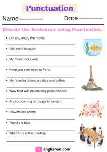 Punctuation Worksheets And Exercises With Answers In English