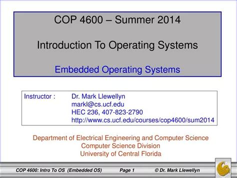 Ppt Cop 4600 Summer 2014 Introduction To Operating Systems Embedded