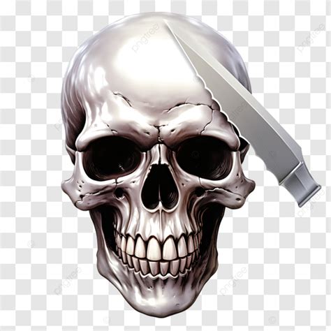 Eerie Skull Stabbed With A Vintage Knife Eerie Skull Stabbed Png