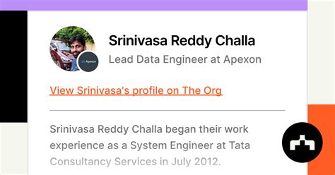 srinivasa reddy challa lead data engineer at apexon the org