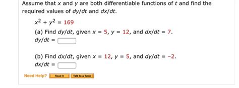 Solved Assume That X And Y Are Both Differentiable Functions