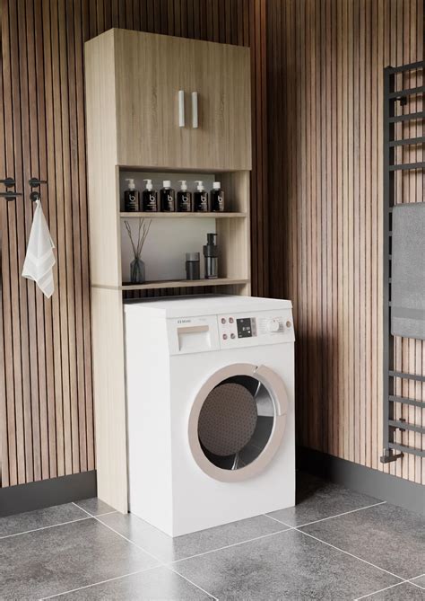 ᐉ Тумба под стиральную машину с полками Венеция 640х1900х250 мм Дуб ...