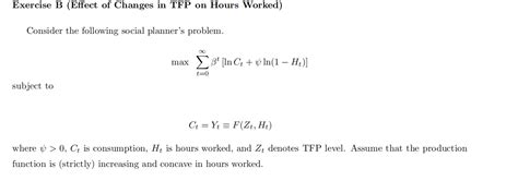 Solved Exercise B Effect Of Changes In TFP On Hours Worked Chegg