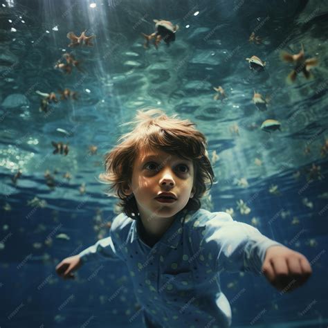 Premium Photo Illustration Of Young Boy Diving Underwater In Swimming