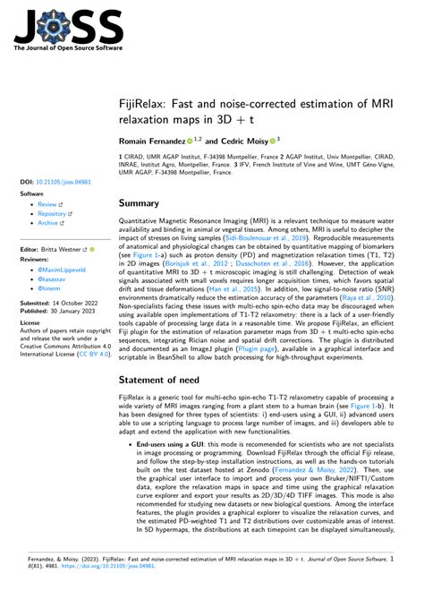 Pdf Fijirelax Fast And Noise Corrected Estimation Of Mri Relaxation