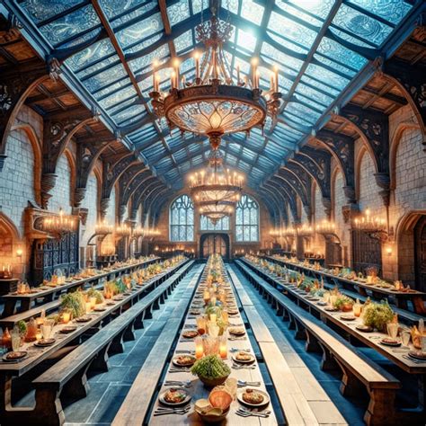 Hogwarts Glass Dining Magical Feasting Ambiance Ai Art Generator