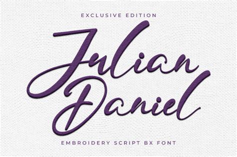 Julian Daniel Embroidery Font Embroidery Script Font Bx Embroidery